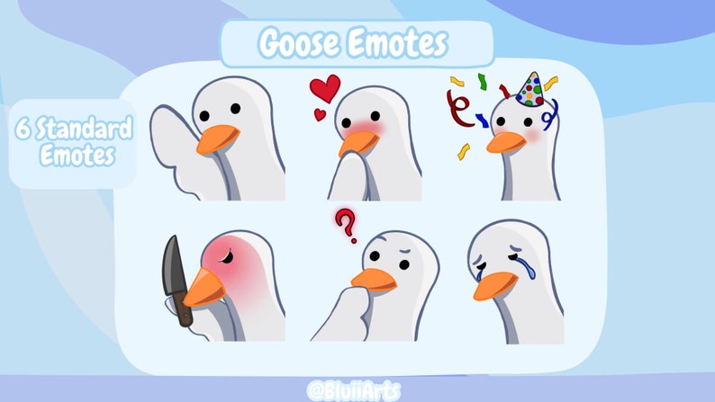Cute Goose Emote Pack (6 Emotes + 2 Animated Emotes) - Etsy