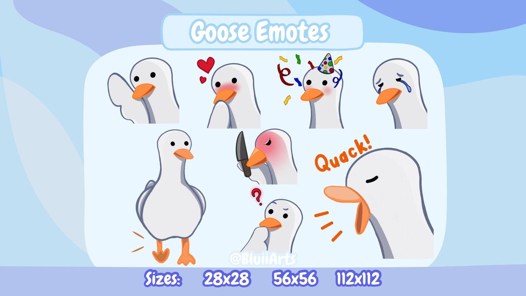 Cute Goose Emote Pack (6 Emotes + 2 Animated Emotes) - Etsy