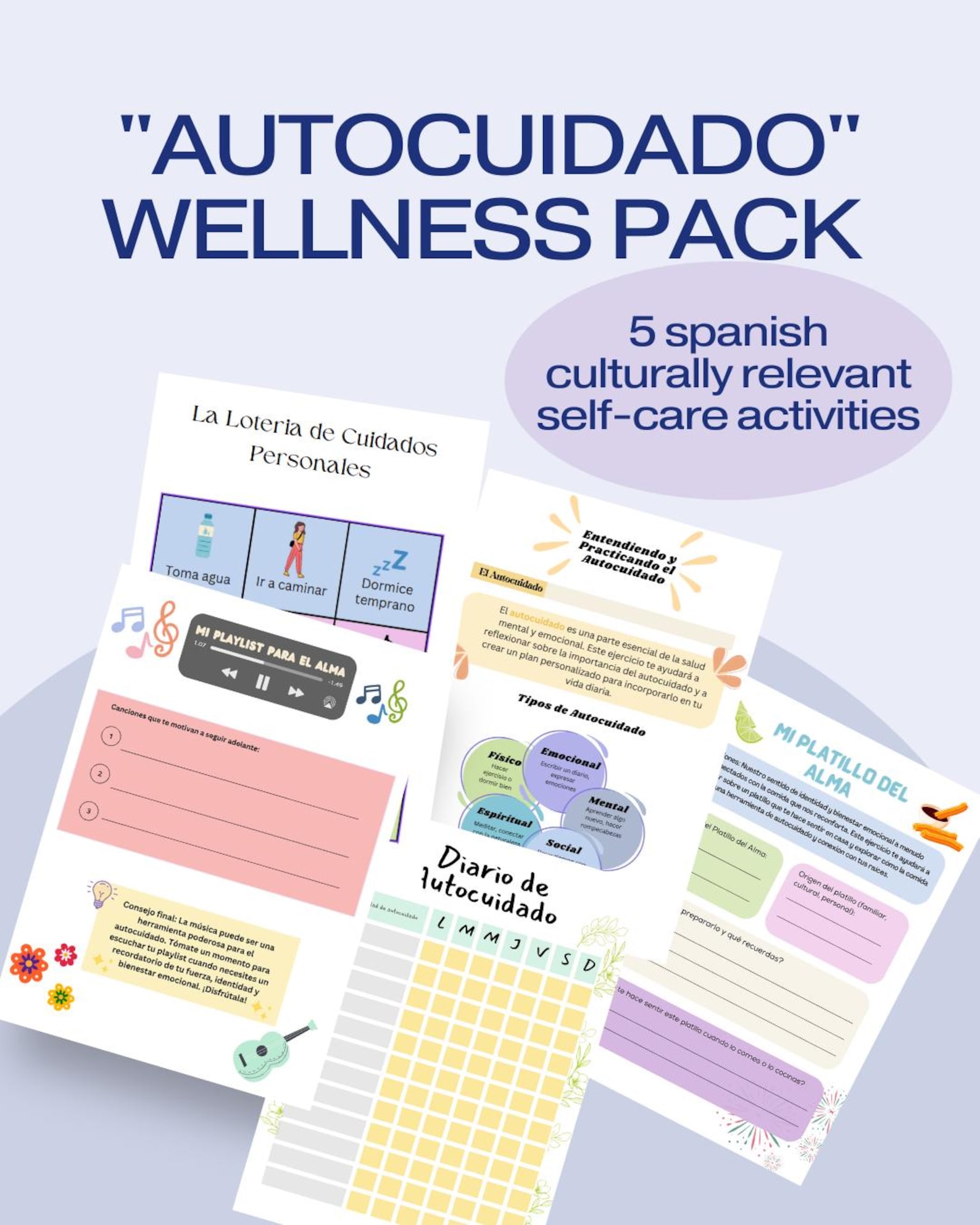 CBT Autocuidado Spanish Wellness Pack Self-care Worksheets, Lotería ...