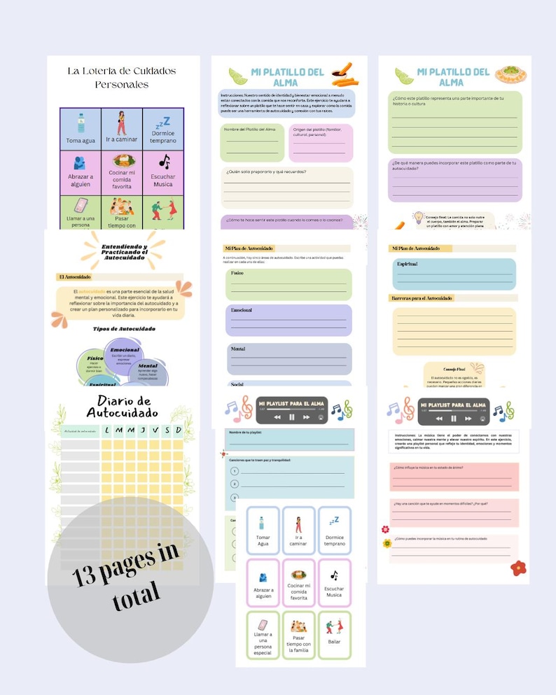 CBT Autocuidado Spanish Wellness Pack Self-care Worksheets, Lotería ...