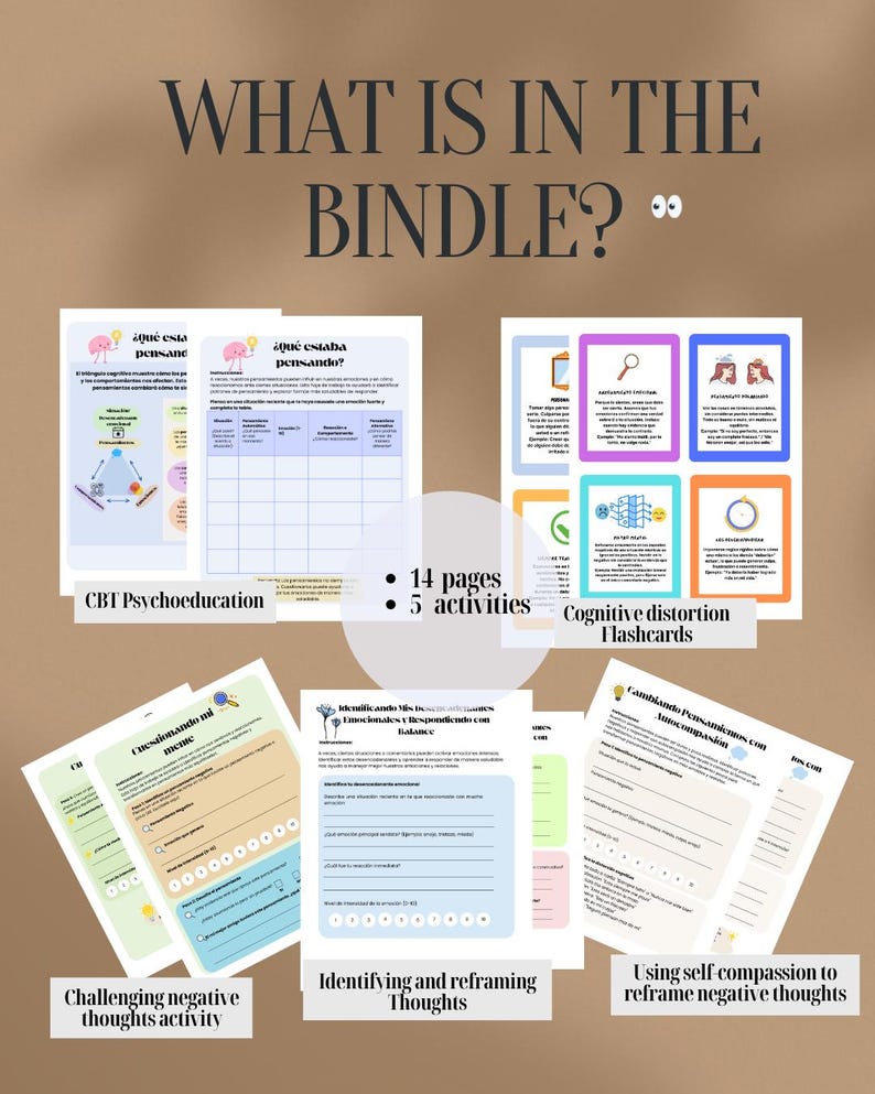 Spanish CBT Worksheets | Mental Health Resources for Bilingual Therapy ...