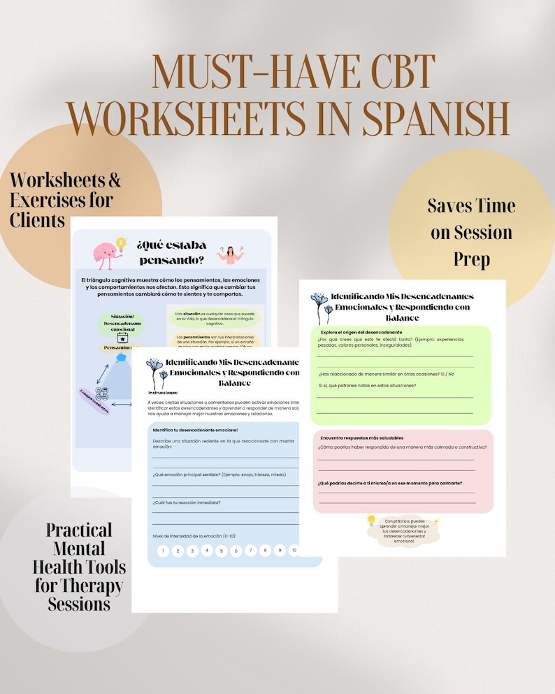 Spanish CBT Worksheets | Mental Health Resources for Bilingual Therapy ...