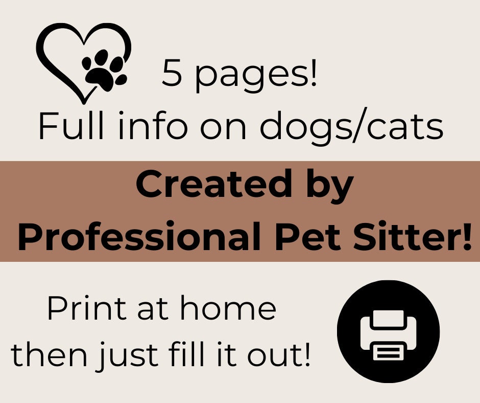 Ultimate Pet Sitter Form - Printable at Home - Everything a Pet Sitter ...