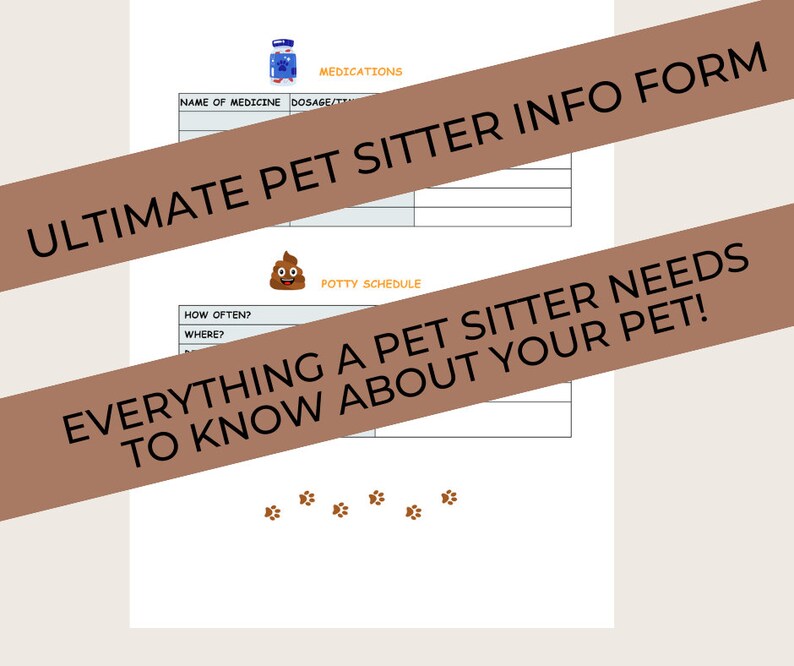 Ultimate Pet Sitter Form - Printable at Home - Everything a Pet Sitter ...