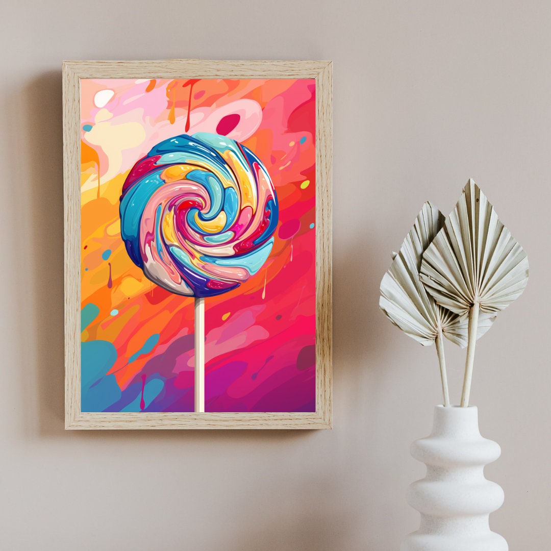 Juicy Candy Wall Art, Digital Download Poster, Colorful Lollipop ...