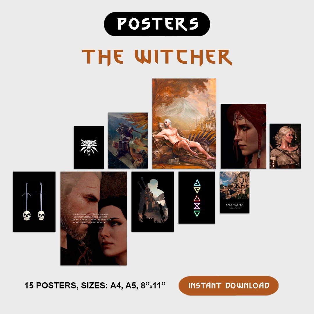 The Witcher 3 Set of 15 Prints | the Witcher Posters | Witcher Wild ...