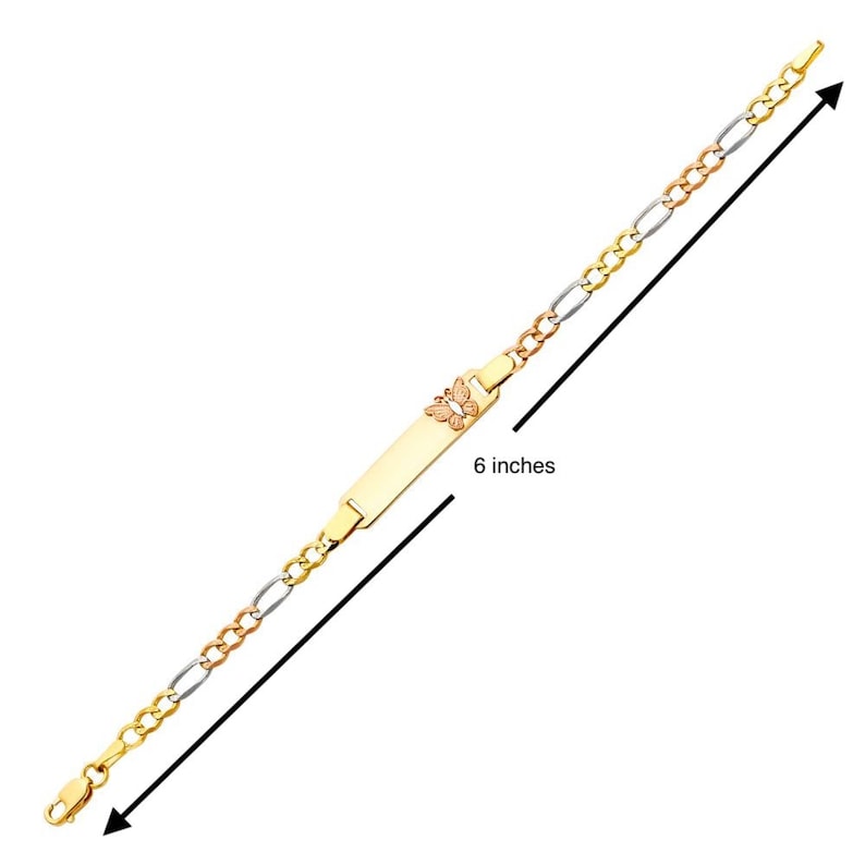 14k Kids Gold ID Bracelet With Gold Name Overlay and Butterfly - Etsy