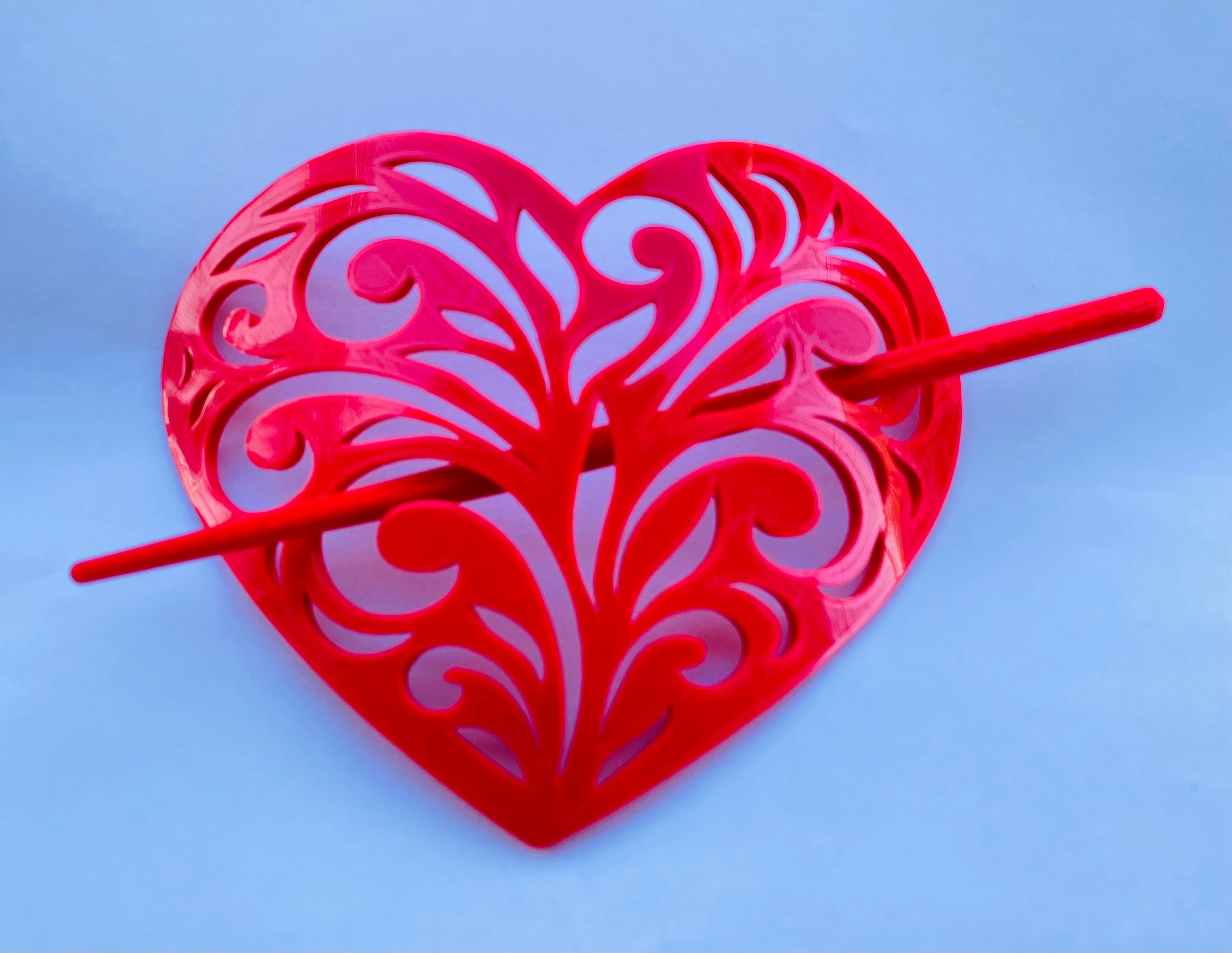 3D Printed Heart Hair Pin - Etsy