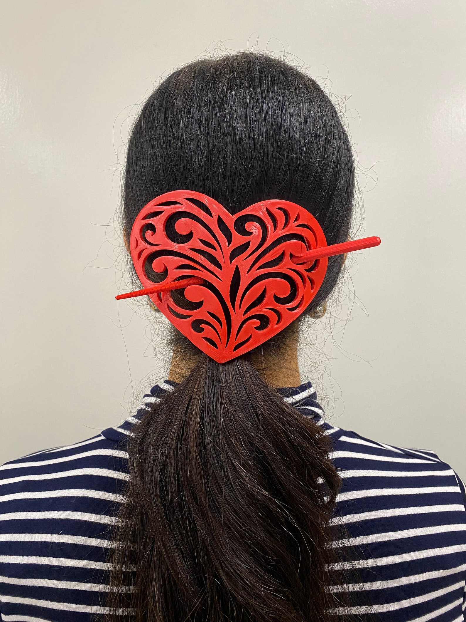 3D Printed Heart Hair Pin - Etsy