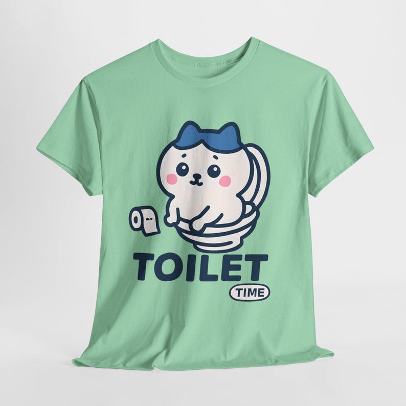 Chiikawa Inspired Toilet Time Kawaii Hachiware T-shirt Funny Cute Anime ...