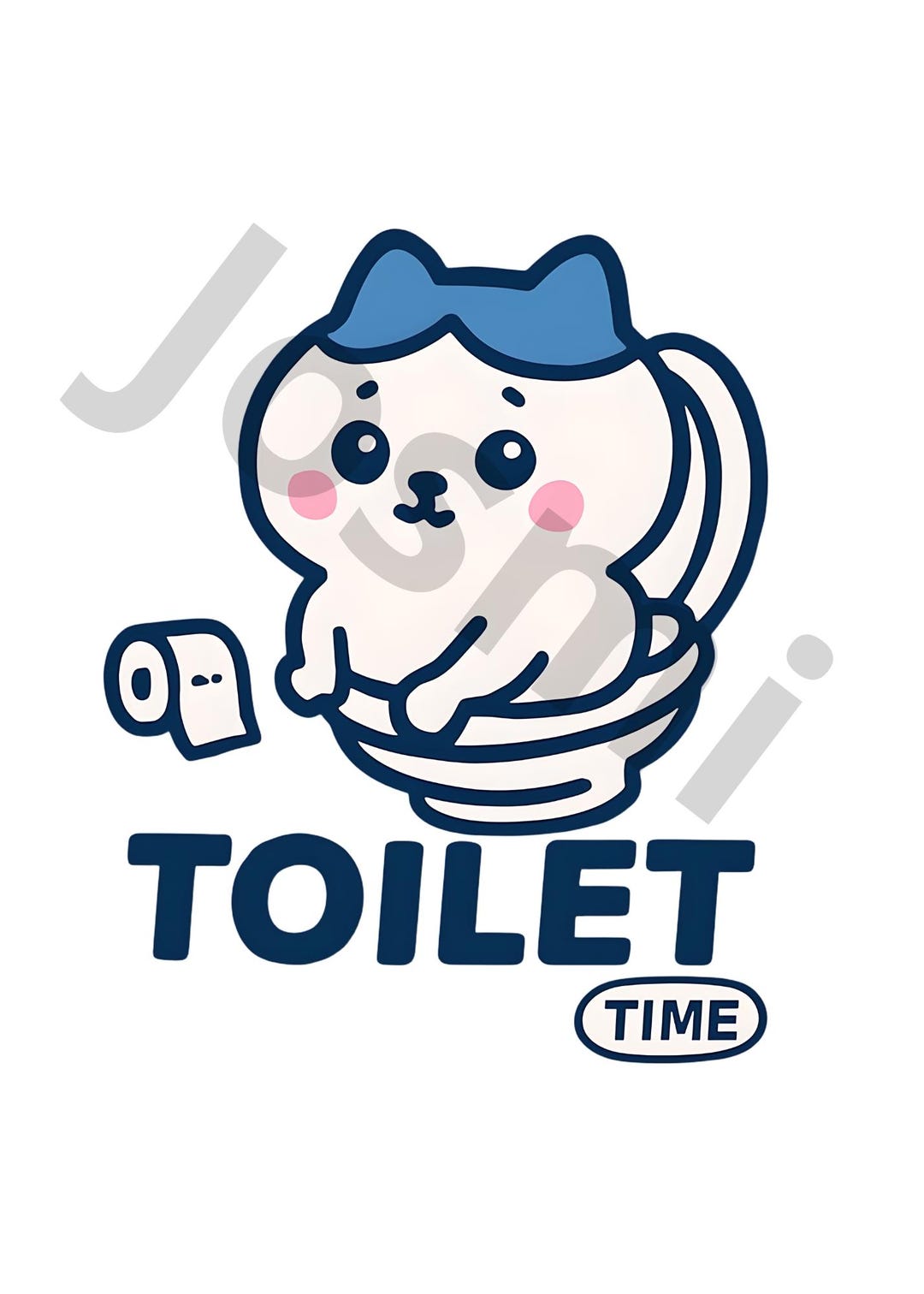 Digital Kawaii Chiikawa Hachiware Toilet Time PNG Cute Chiikawa Wall ...