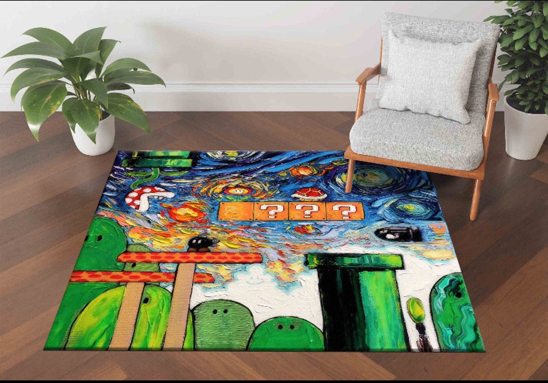 Area Rugs, Modern Rugs, Super Mario Rugs, Mario World Van Gogh Rugs ...