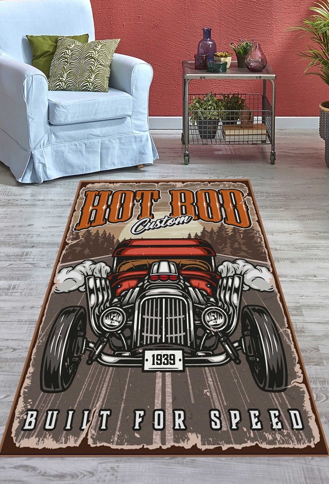 60s 70s Old American Rug Retro Rug Garage Rug Sports Car - Etsy