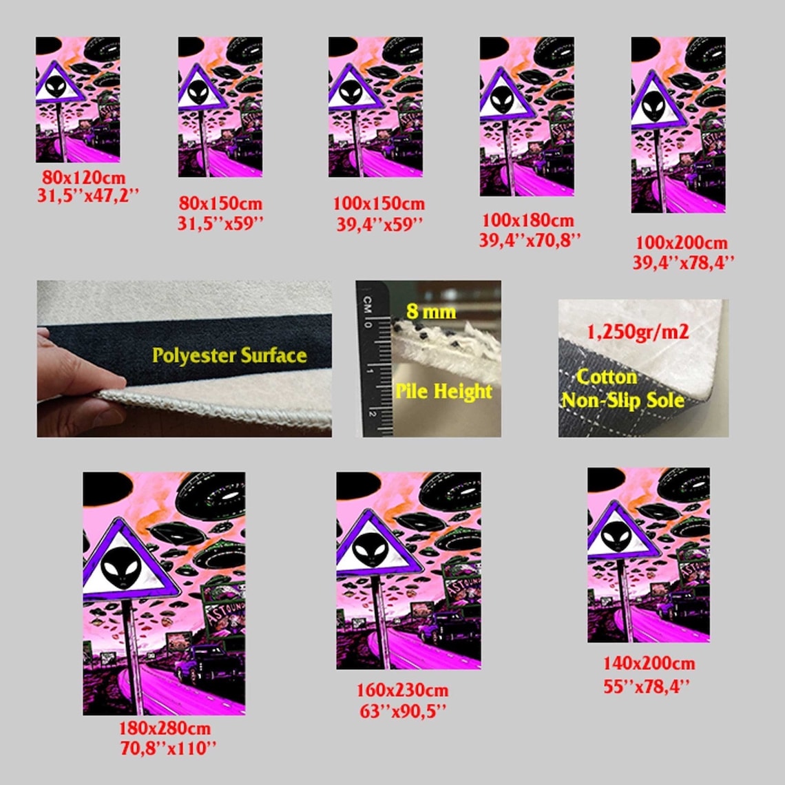 Aliens Rug Ufo Patterned Carpet Ovni Carpet Blue Carpet - Etsy