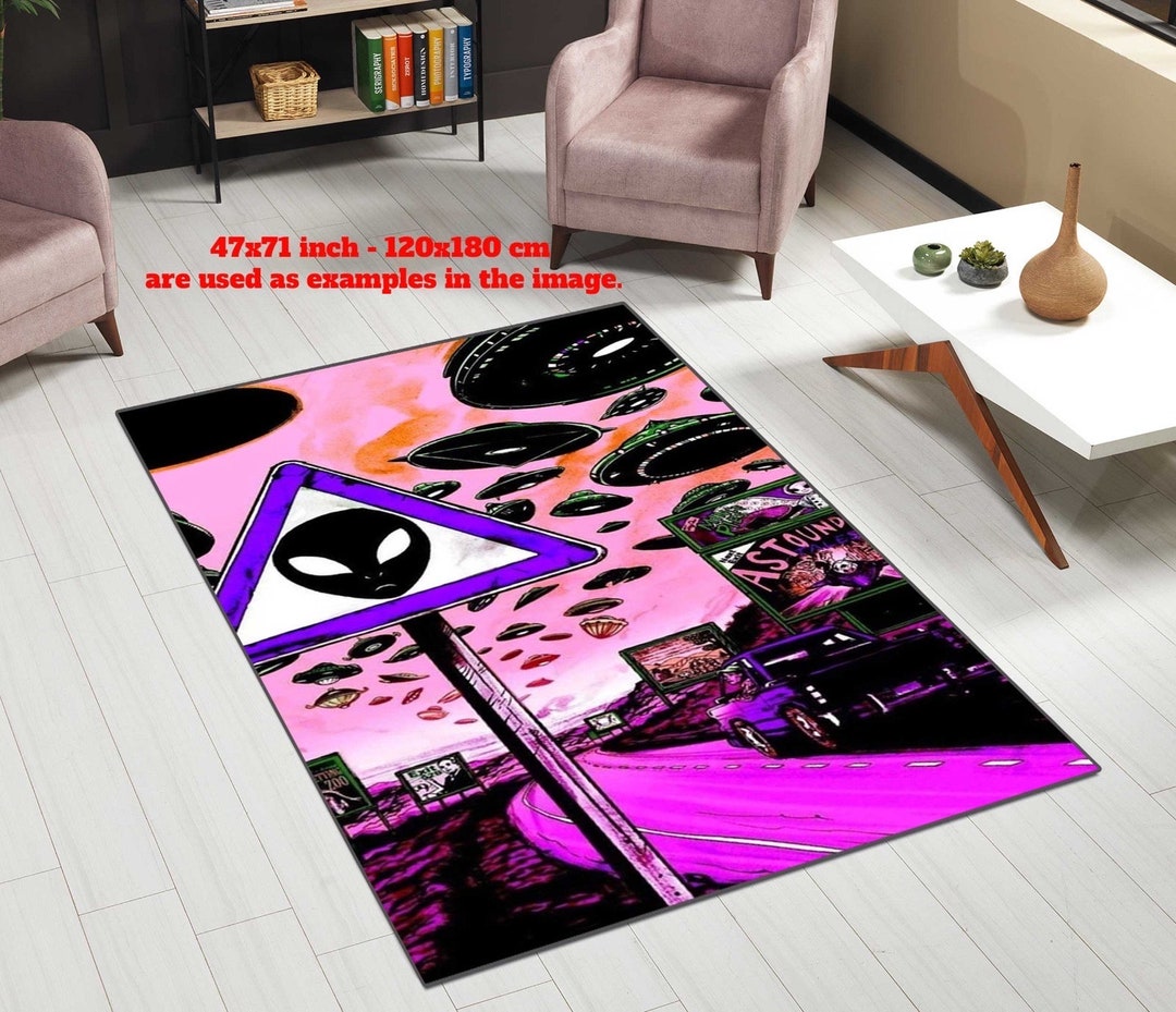 Aliens Rug Ufo Patterned Carpet Ovni Carpet Blue Carpet - Etsy