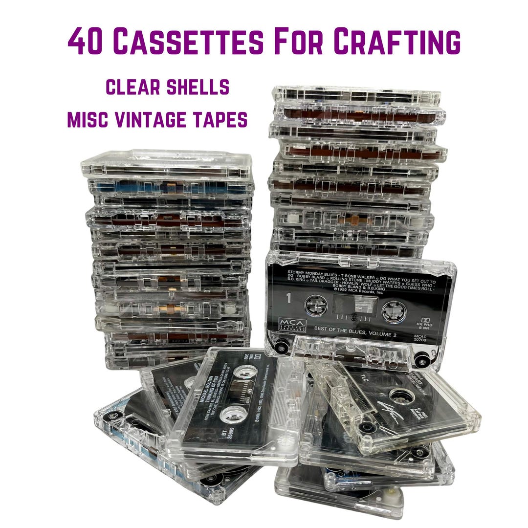 40 Vintage Cassette Tapes for Crafts and Party Decor, Clear Shell ...