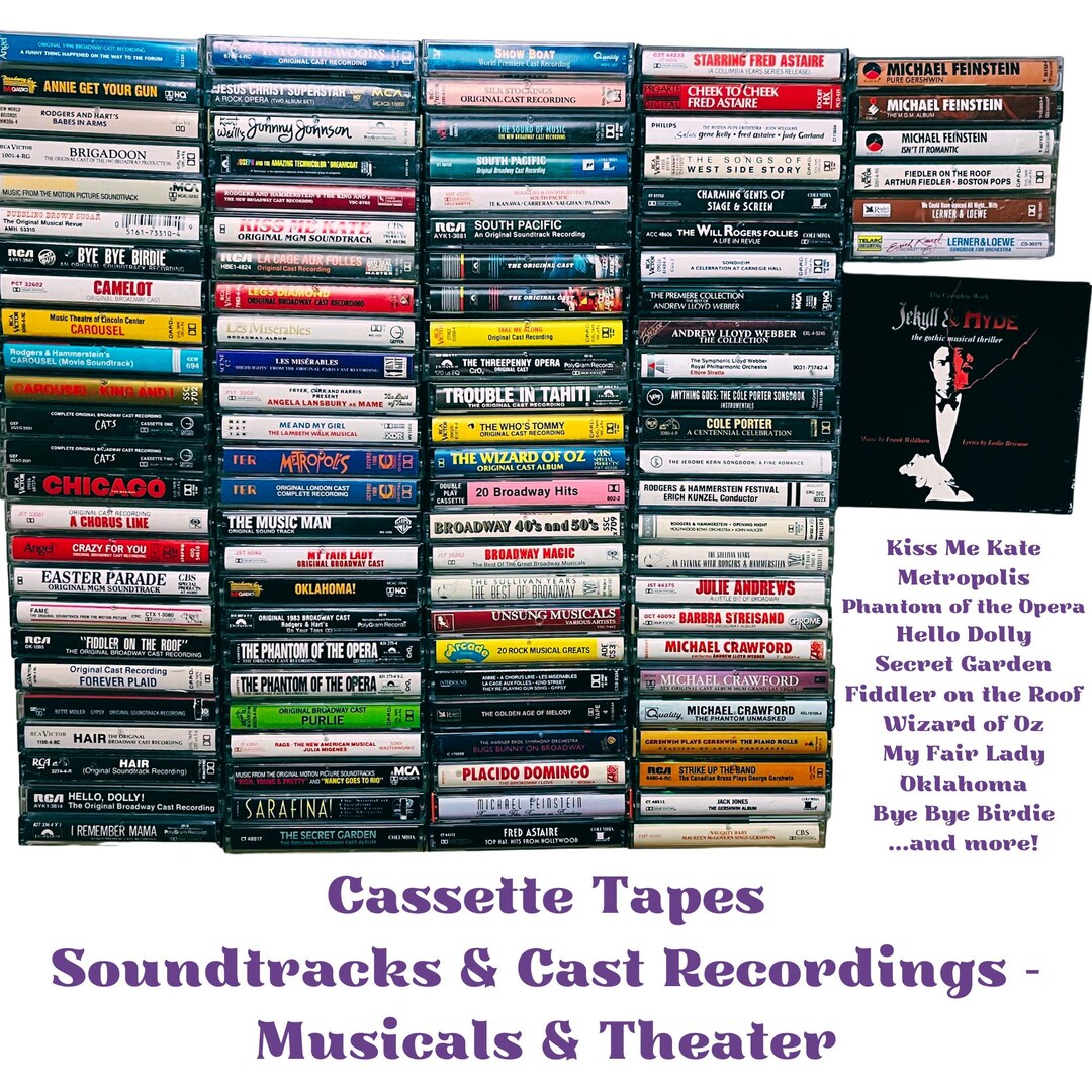 Musical Theater Soundtracks, 108-pack, Cassette Tapes, Broadway ...