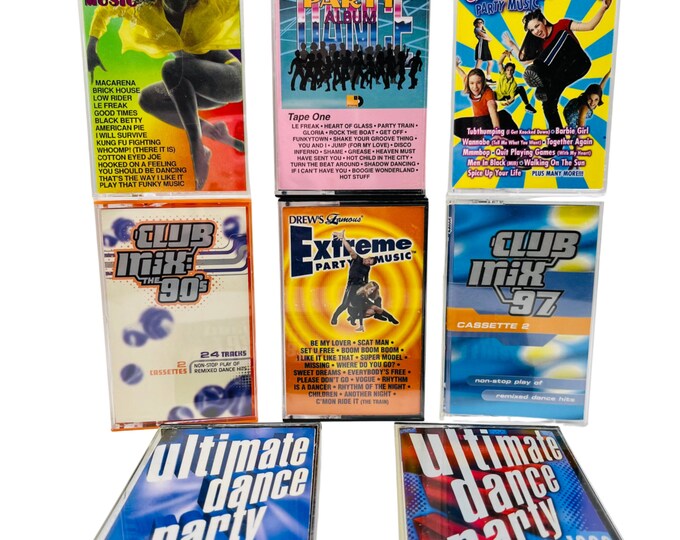 Dance Party '90s Mixtapes 8-pack Cassette Tape Lot, Vintage 1990s Club ...