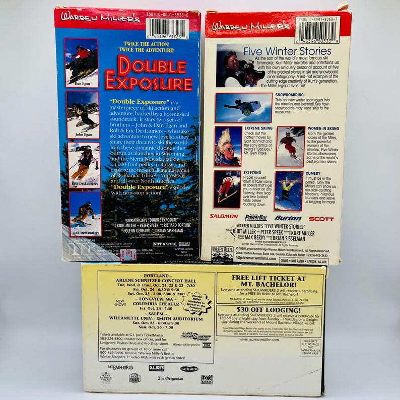 90s Snowboarding and Skiing VHS Tapes, Warren Miller, Snowboarding ...