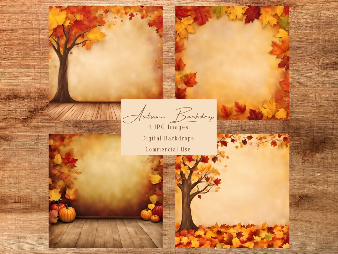 Autumn Leaves Digital Backdrop Set, Fall Photo Backgrounds (instant ...