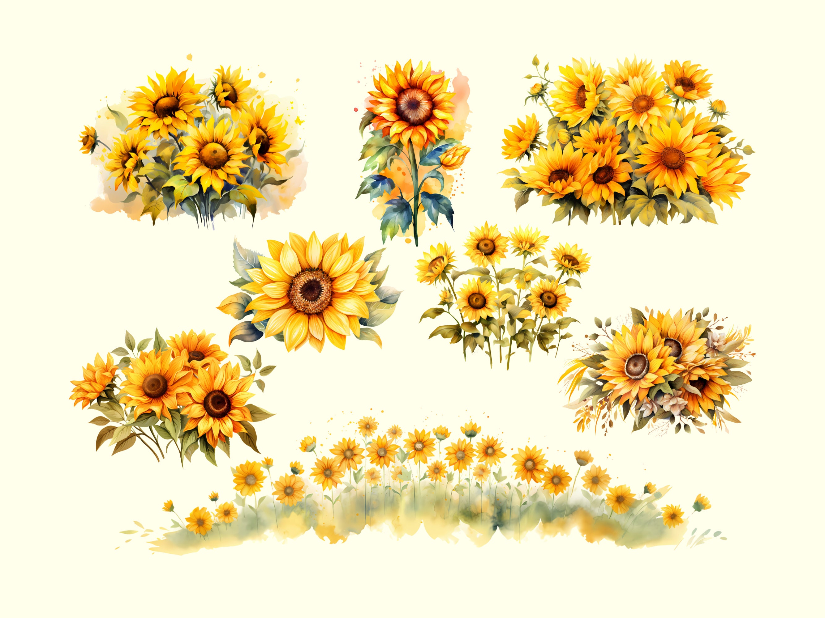 Watercolor Sunflower PNG Clipart, Fall Autumn Sunflowers Clip Art ...