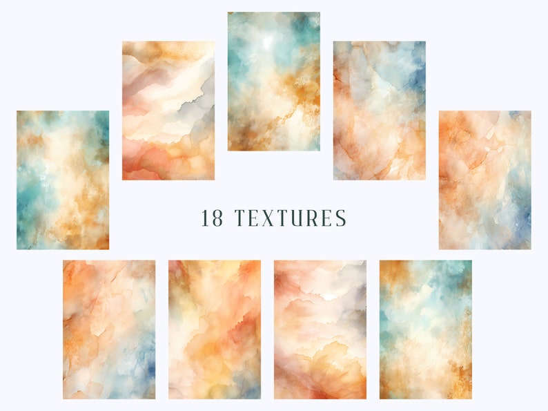 Neutral Boho Watercolor Background, Texture Digital Papers, PNG ...