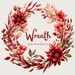 Red Flower Wreath Clipart, Single Image, Winter Clip Art, Wedding ...