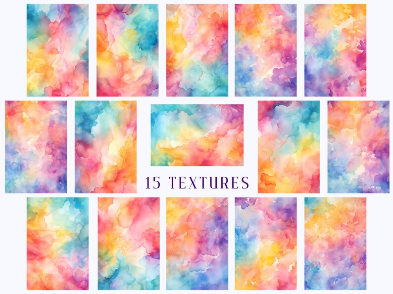 Rainbow Watercolor Background, Texture Digital Papers, PNG, Unicorn ...