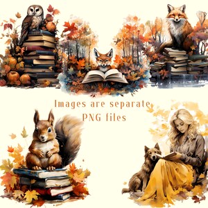 Watercolor Fall Book PNG Clipart, Fall Reading Clip Art, Autumn Women ...
