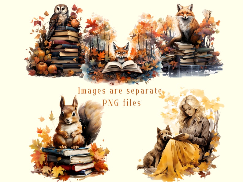 Watercolor Fall Book PNG Clipart, Fall Reading Clip Art, Autumn Women ...