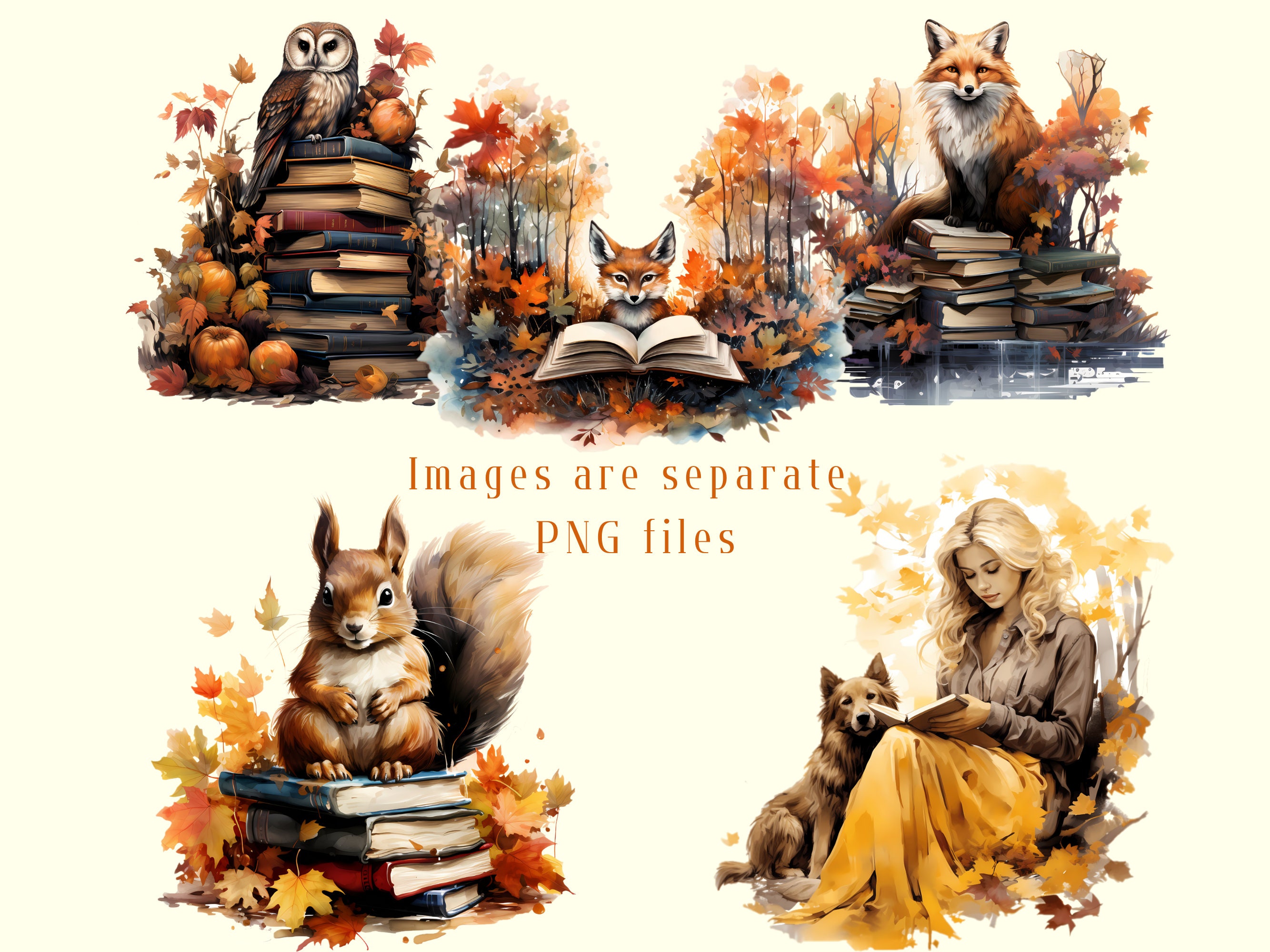 Watercolor Fall Book PNG Clipart, Fall Reading Clip Art, Autumn Women ...