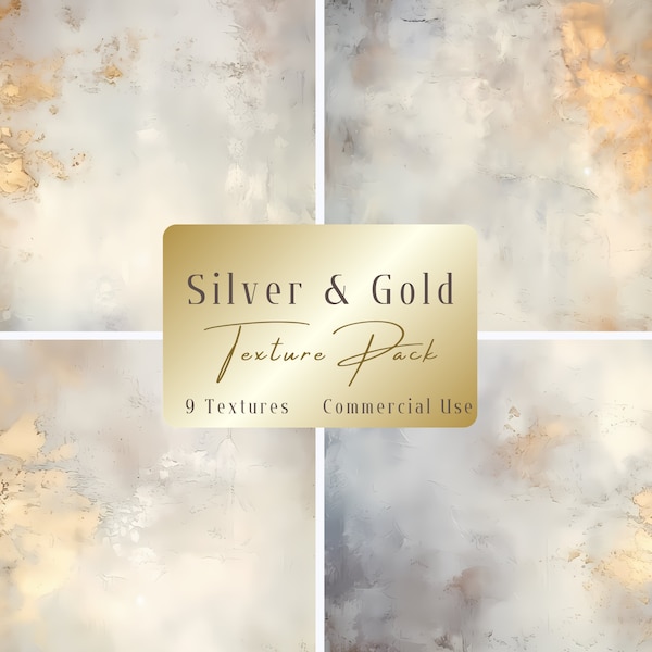Gold and Silver Digital Paper - Etsy