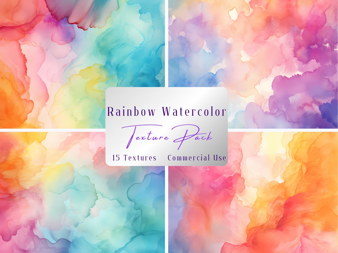 Rainbow Watercolor Background, Texture Digital Papers, PNG, Unicorn ...