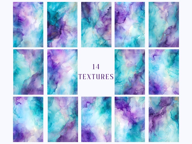 Turquoise and Purple Watercolor Texture Backgrounds, Scrapbook Paper ...