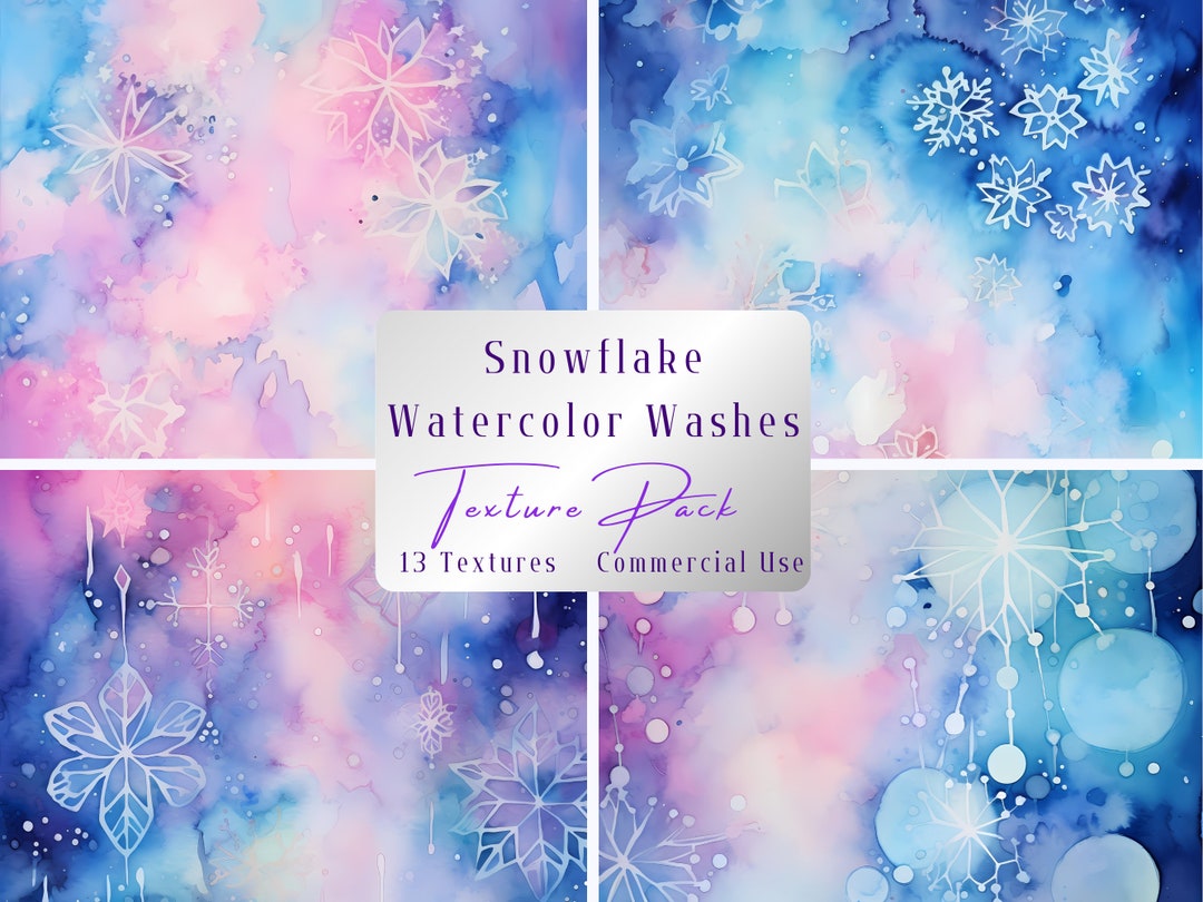 Snowflake Watercolor Background, Texture Digital Papers, PNG, Winter ...