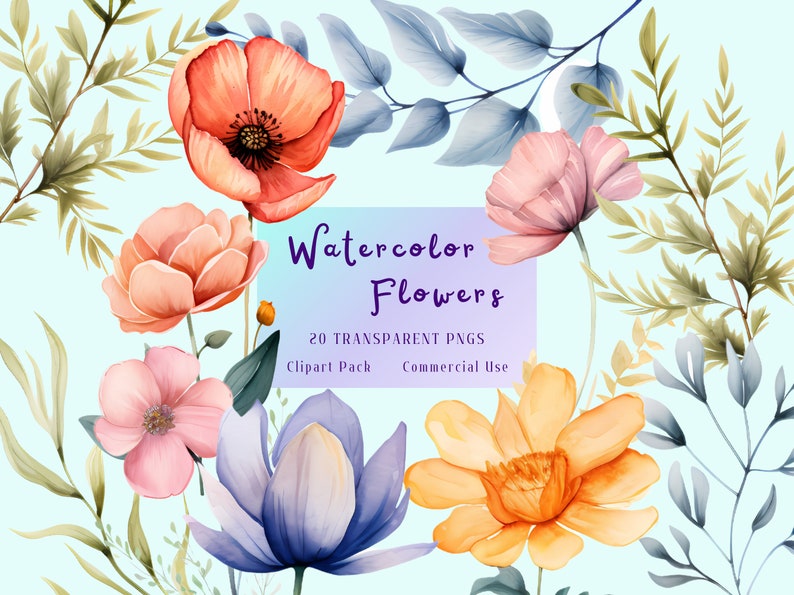 Watercolor Flowers PNG Clipart, Wedding, Botanical Clip Art, Spring ...