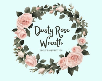 Dusty Pink, Single Image, Watercolor Flowers, Wedding Clipart, Pink ...