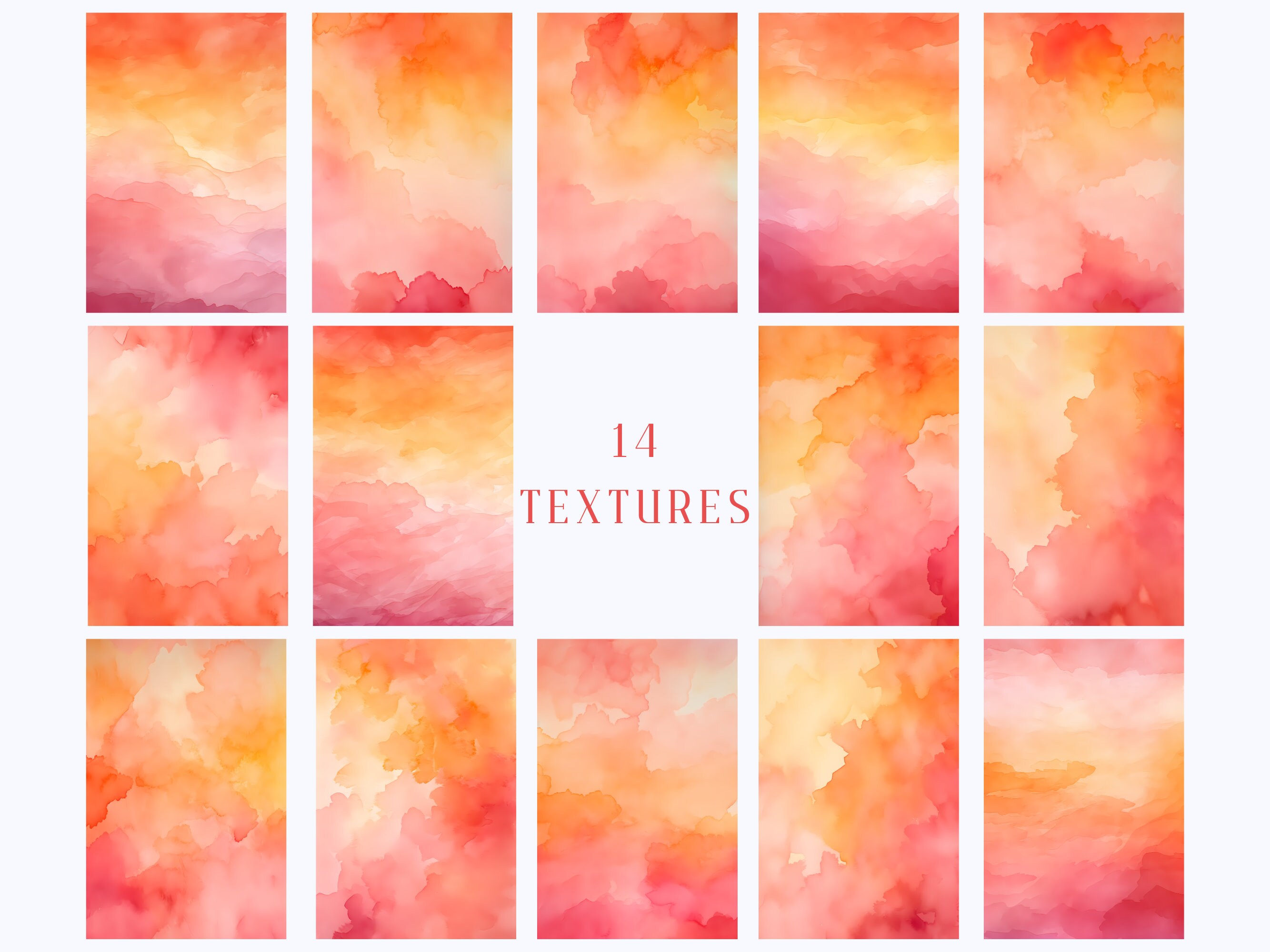 Sunset Watercolor Background, Texture Digital Paper, Orange Pink Red ...