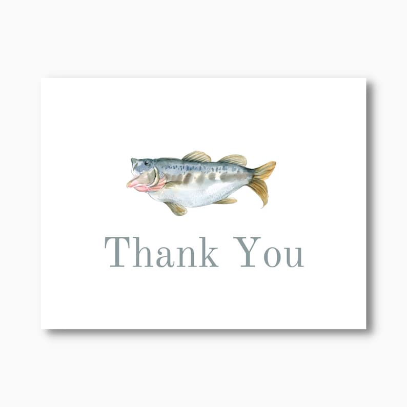 Personalizable Fish Thank You Card, Blank Inside, Envelopes Included - Etsy