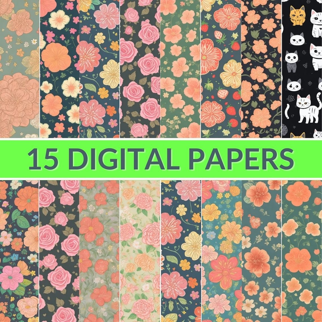 Flowers Digital Paper, Flowers Seamless Pattern, Floral Prints, Flowers ...