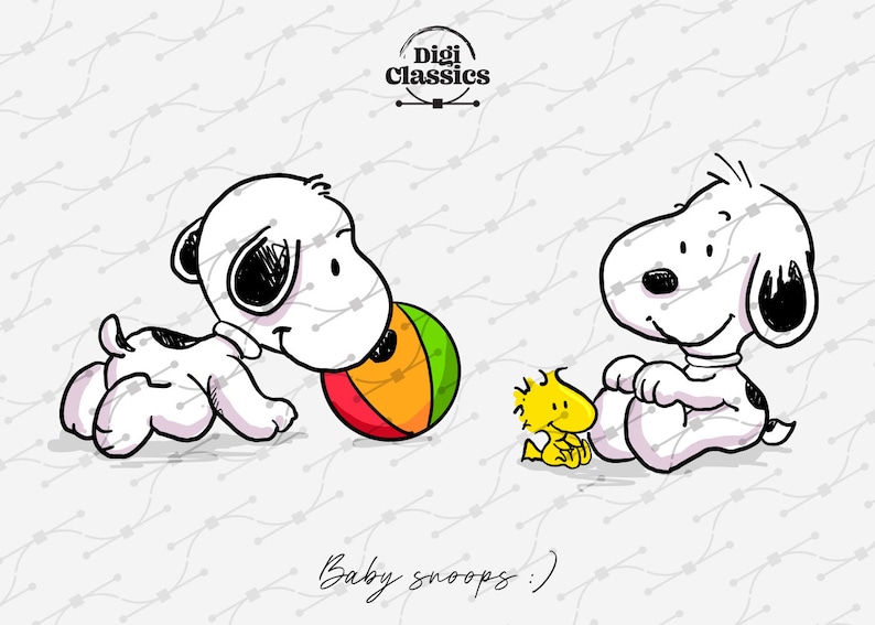 Babies Snoopy Set 2, Snoopy, Peanuts Cute Illustration, Chibi ...