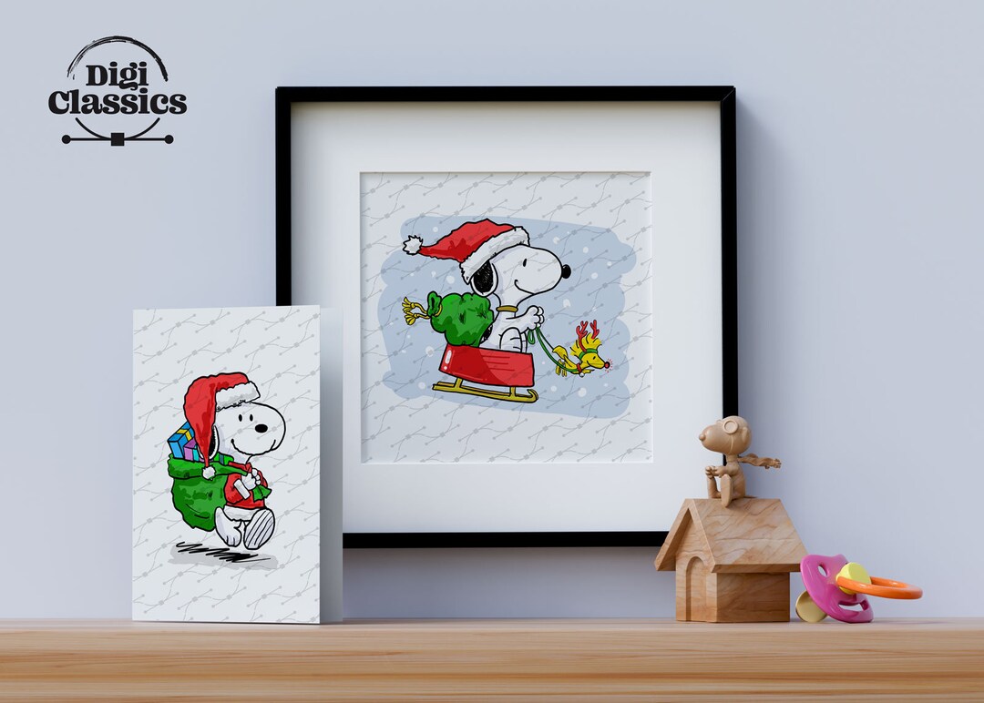 Christmas Snoopy Print: Peanuts Holiday Illustration (digital Clipart ...