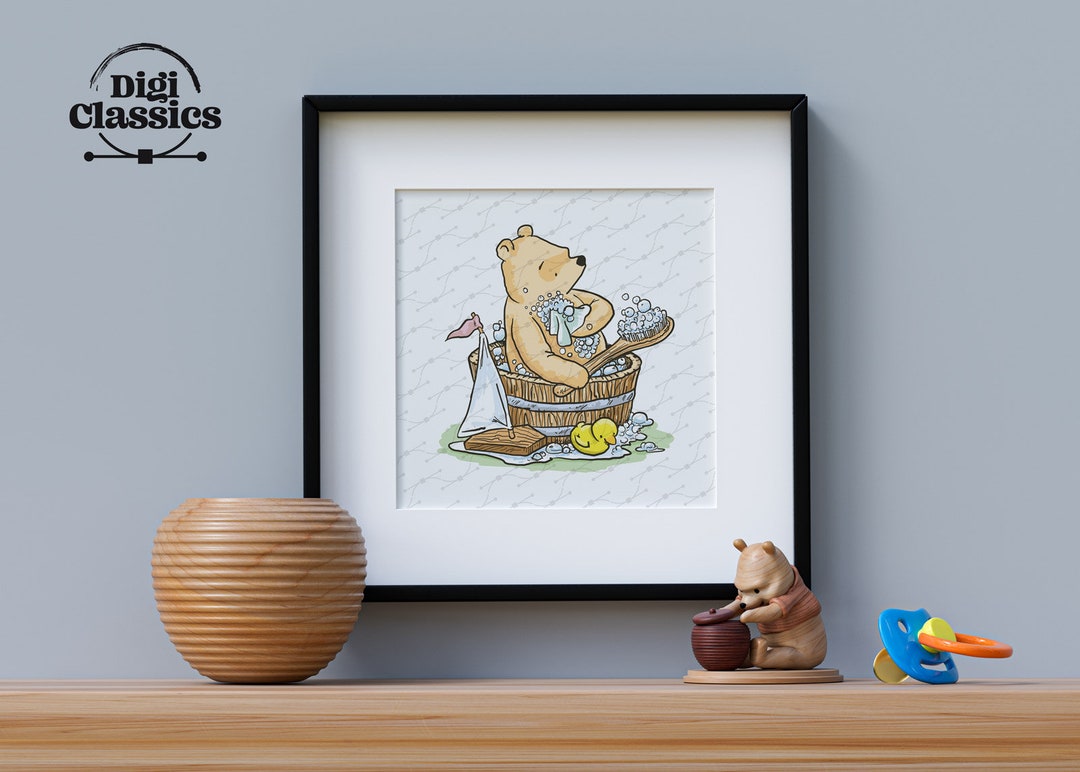 Relaxing Bath, Winnie the Pooh Drawings , Vintage Bear Illustration ...