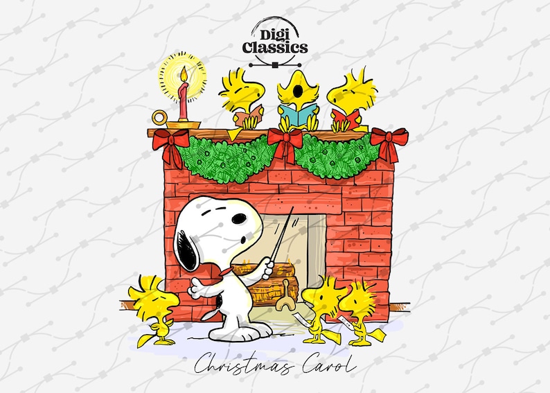Christmas Snoopy Print: Peanuts Holiday Illustration (digital Clipart ...