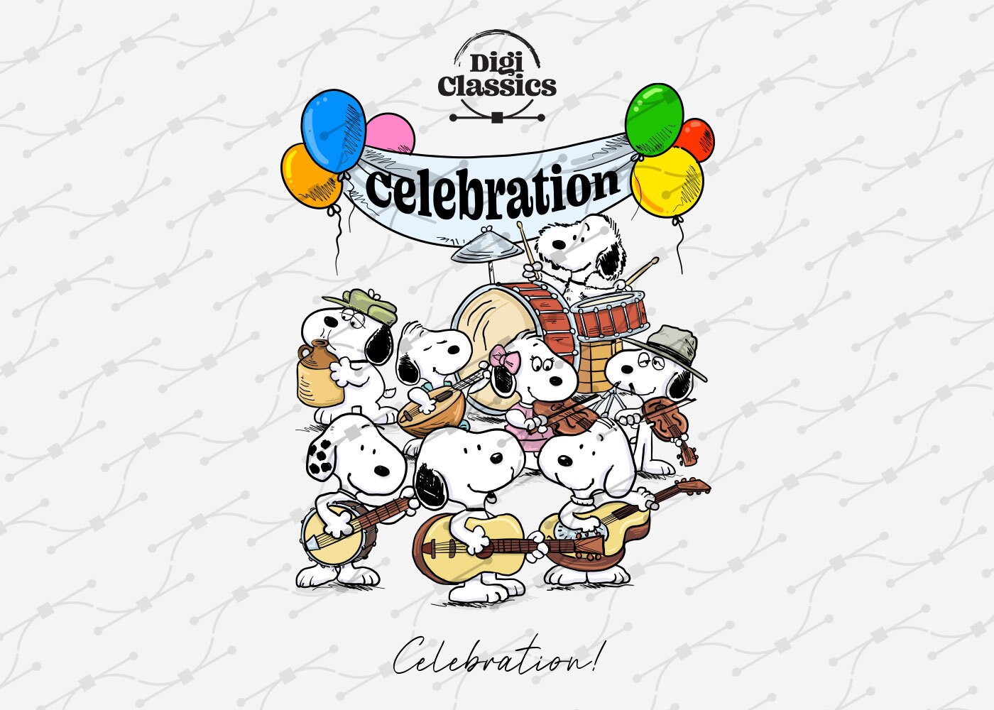 Celebration, Fiesta, Happy Bday, Snoopy, Peanuts Cute Illustration ...