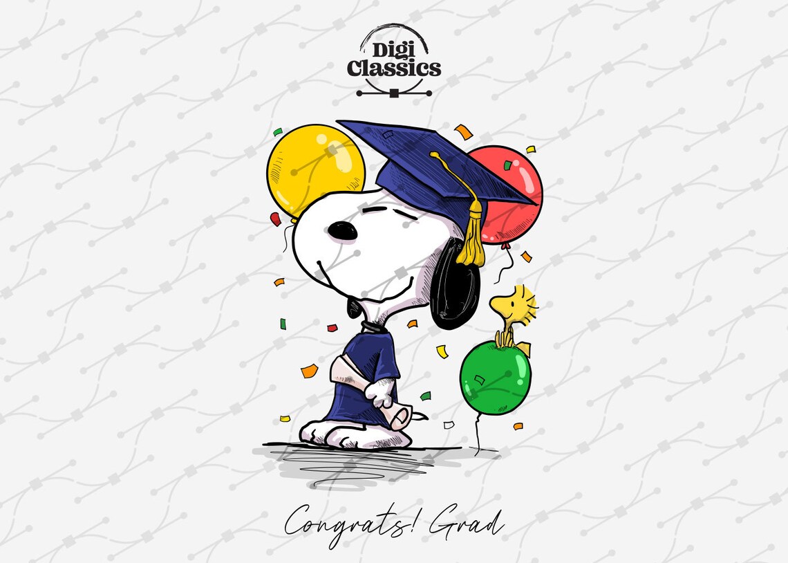 Congrats Grad, Snoopy, Peanuts Cute Illustration, Kid Graduation ...