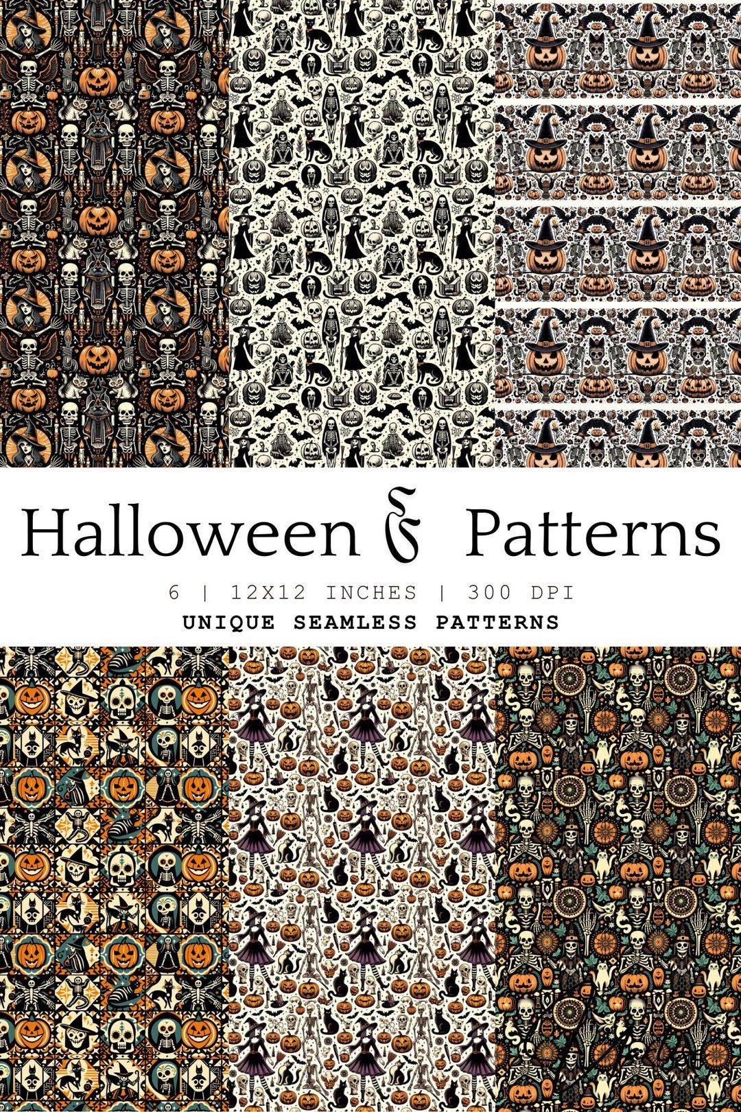 6 Seamless Vintage Digital Patterns Bundle 12x12 Inches 300 DPI ...