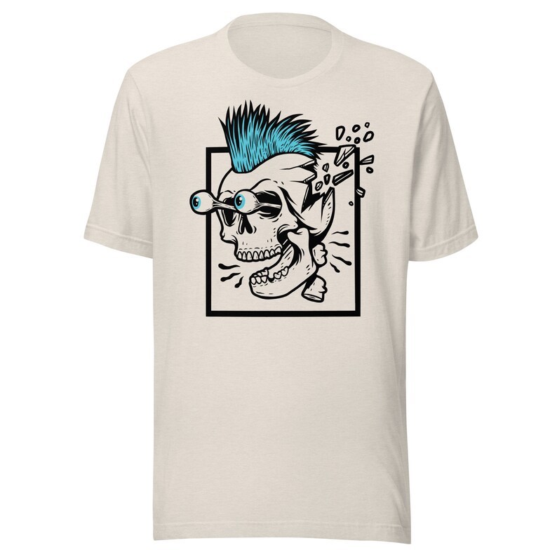 Electric Blue Mohawk Skull T-shirt: Unisex Punk Rock Graphic Tee - Etsy