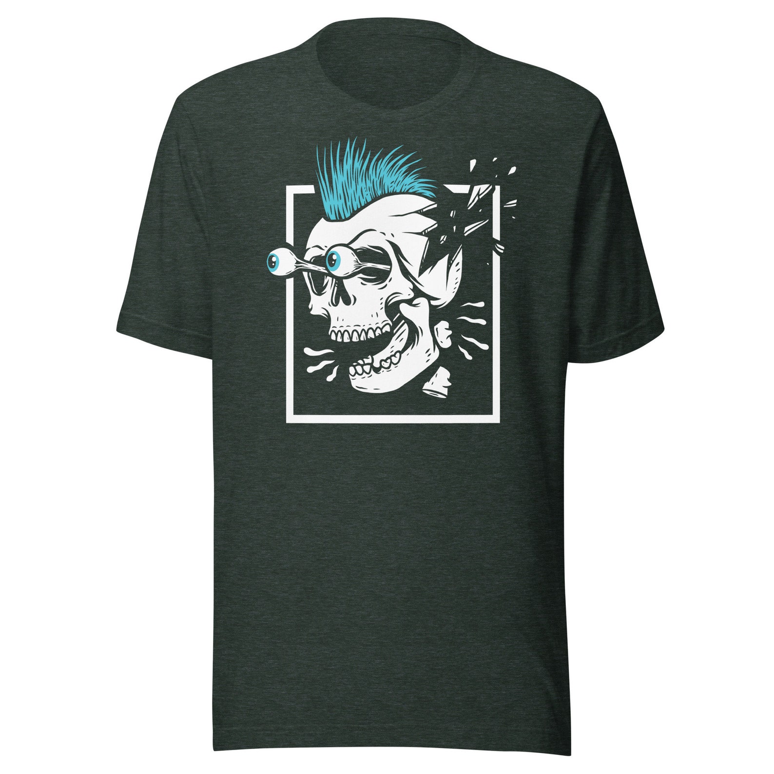 Electric Blue Mohawk Skull T-shirt: Unisex Punk Rock Graphic Tee - Etsy