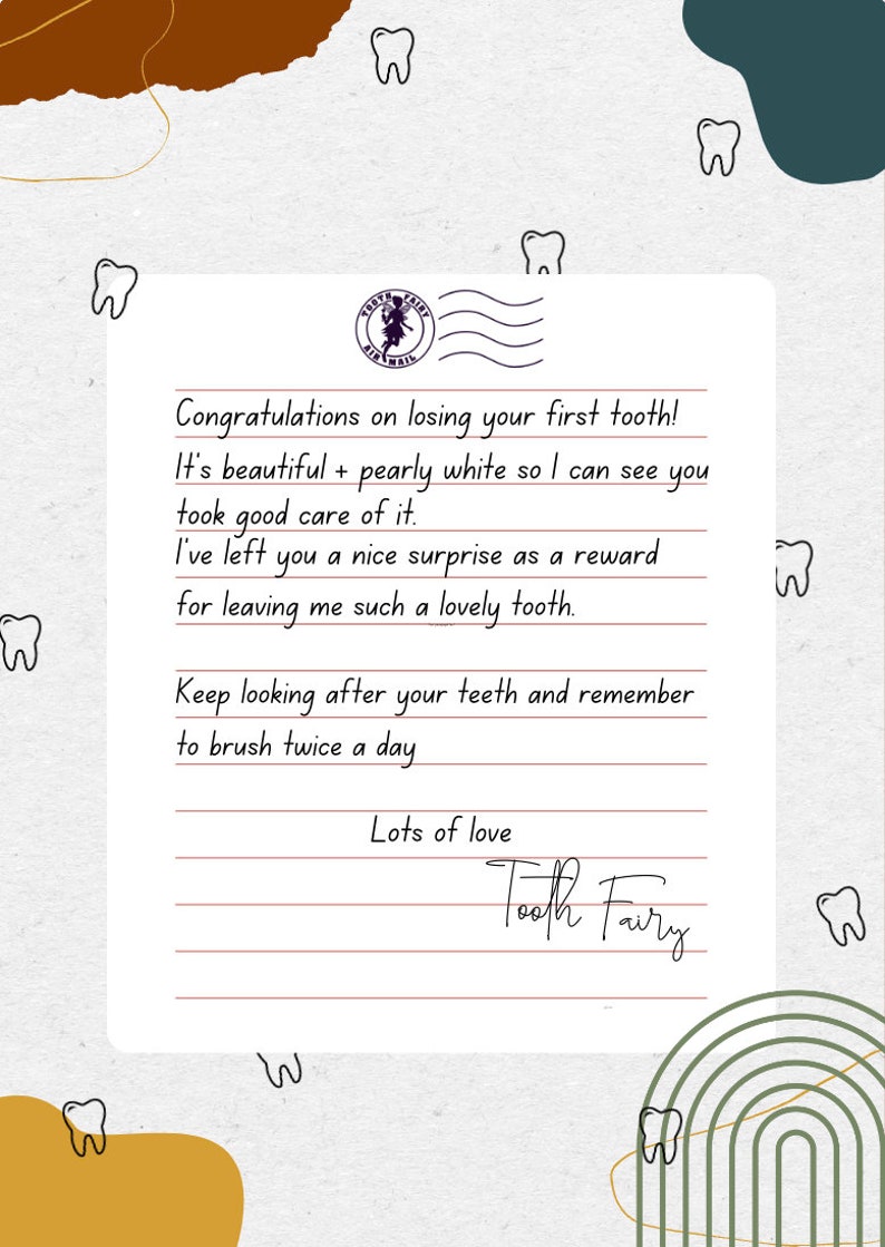 Tooth Fairy Note | Kids Note | Tooth Fairy Letter | Printable Letter ...